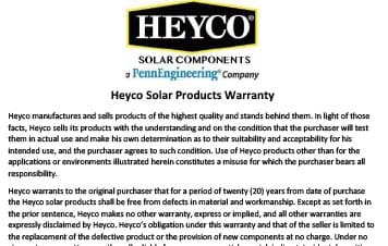 Heyco Solar Warranty - Heyco