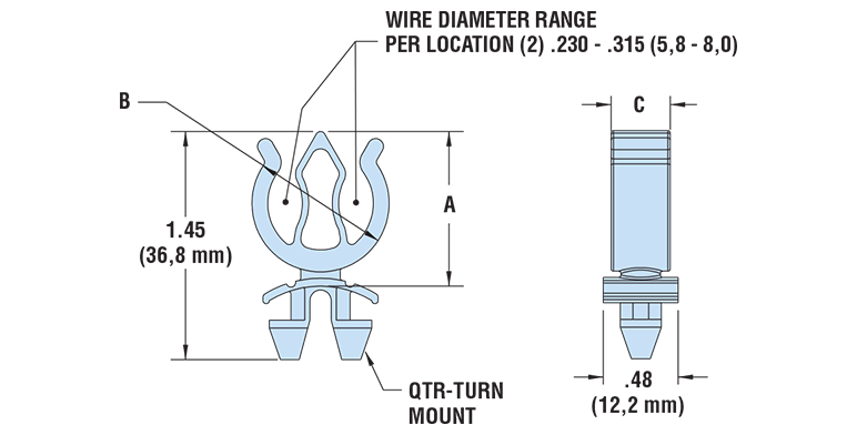 Heyco® Quarter-Turn Mount Wire Clips - Helios QTM Series - Heyco