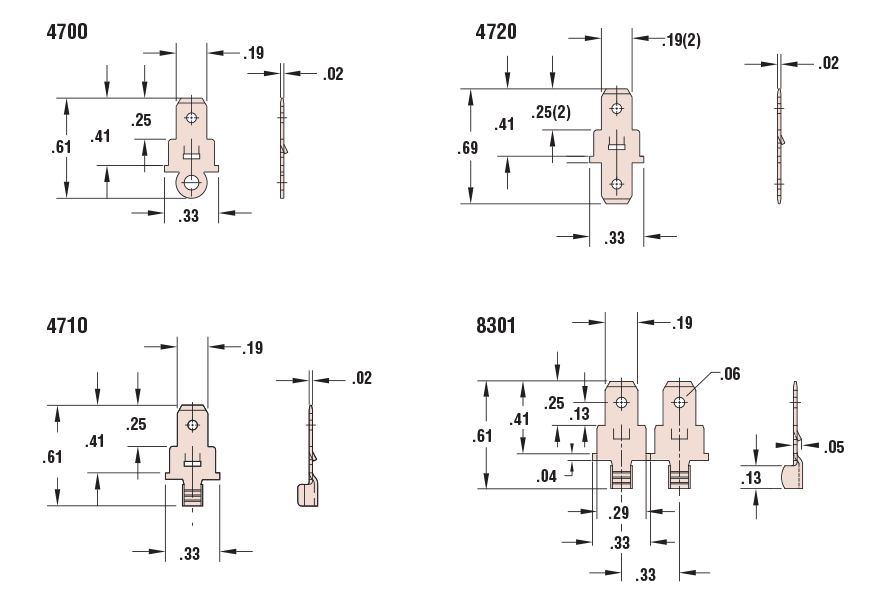 Heyco® Quick Connect Terminals - Male .020 gauge - Heyco