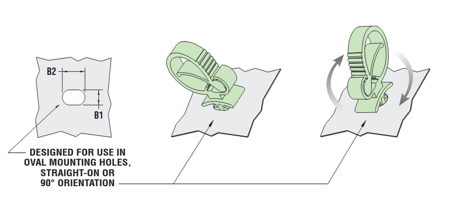 Heyco® SBC Clip – Bi-Directional, Oval Hole Mount - Heyco