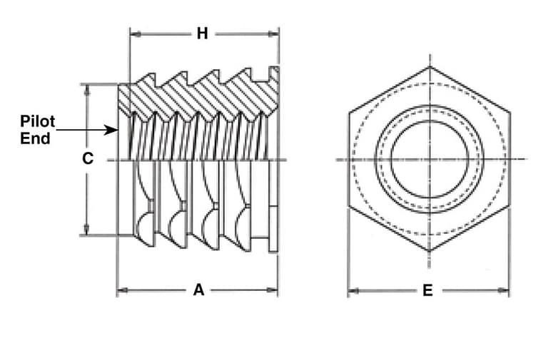 NFPC-M3 - Press-in Threaded Inserts, Hexagonal - M3 x 0.5 - PEM ...
