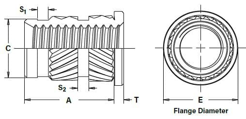 IUTFB-M2 - Heat Staking Insert, Symmetrical, Thru-Threaded - M2 x 0.4 ...
