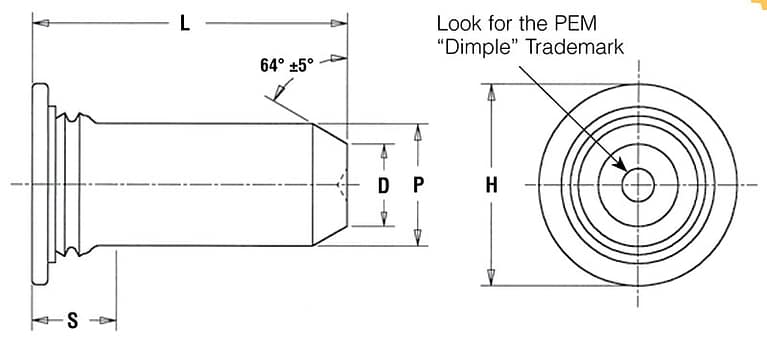 TPS-125-6 - Self-Clinching Pilot Pins - Type TPS™, TP4™ - PEM ...