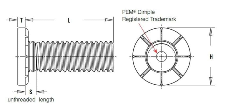 HFLH-0518-32X - Type HFLH™ Hard Panel Studs - PEM® Fastening Products