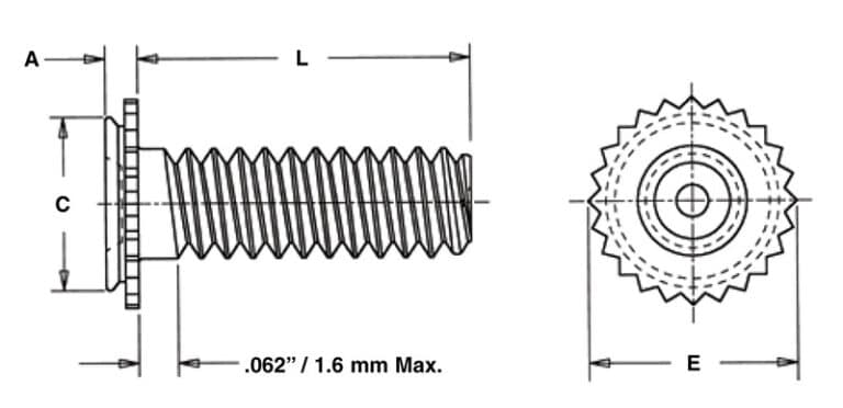 CFHA-M4-10 - Concealed-Head Studs - Types CHA,CFHA,CHC,CFHC - M4 x 0.7 ...