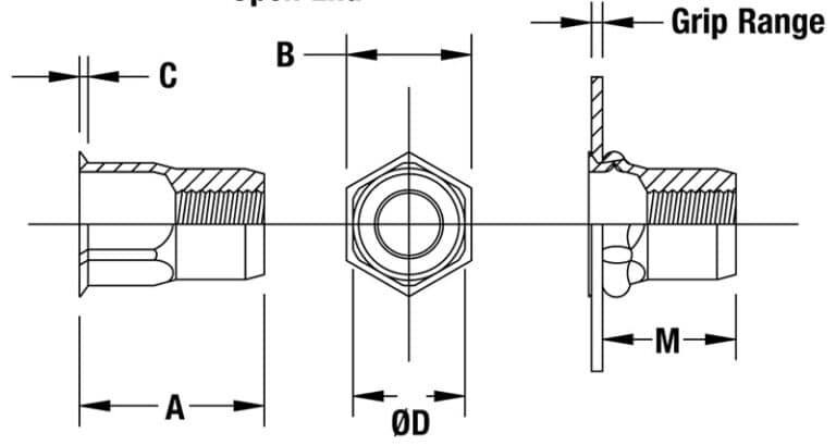 AETHS-M8-3.0ZI - Thin Head Semihex Body Hex Counterbore Threaded Insert ...