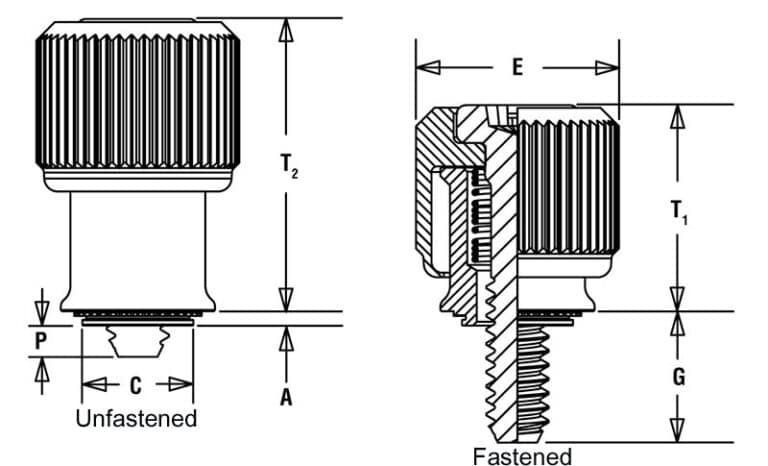 PF15M-832-0 BL - Large Knob, Spring-loaded - Types PF11M and PF12M ...