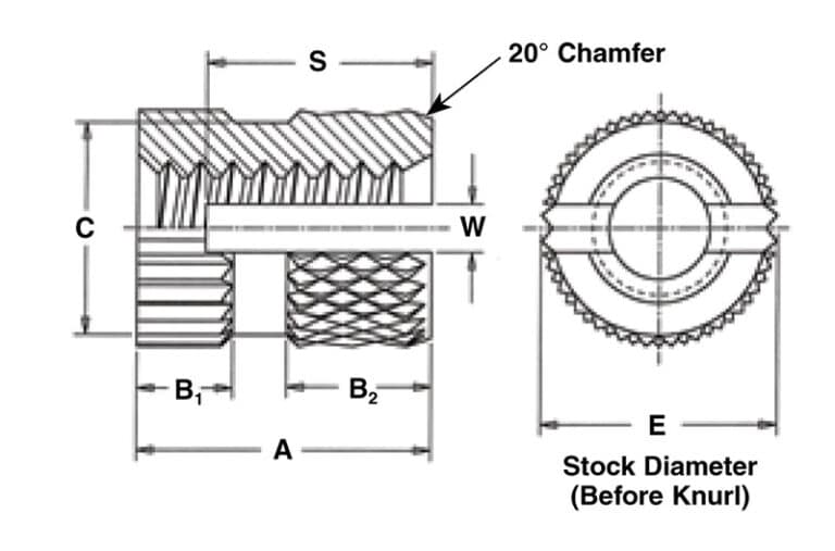 PKA-0420 - Press-in Threaded Inserts, Straight Knurl - PEM® Fastening ...