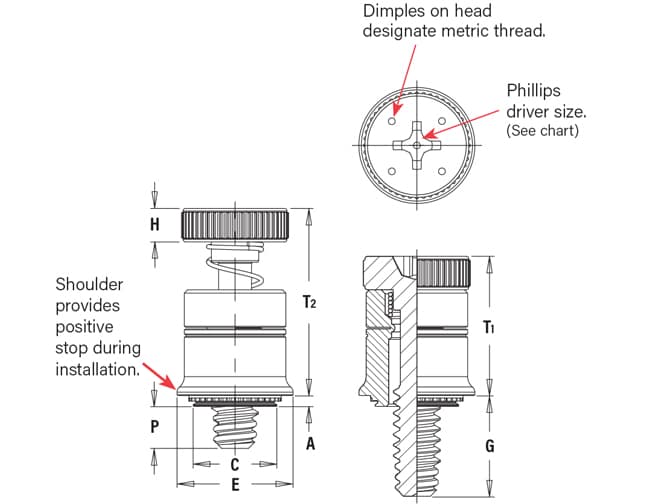 PF7M-M3-1CN - Captive Panel Screw, Screw Head, Spring-loaded, Self ...